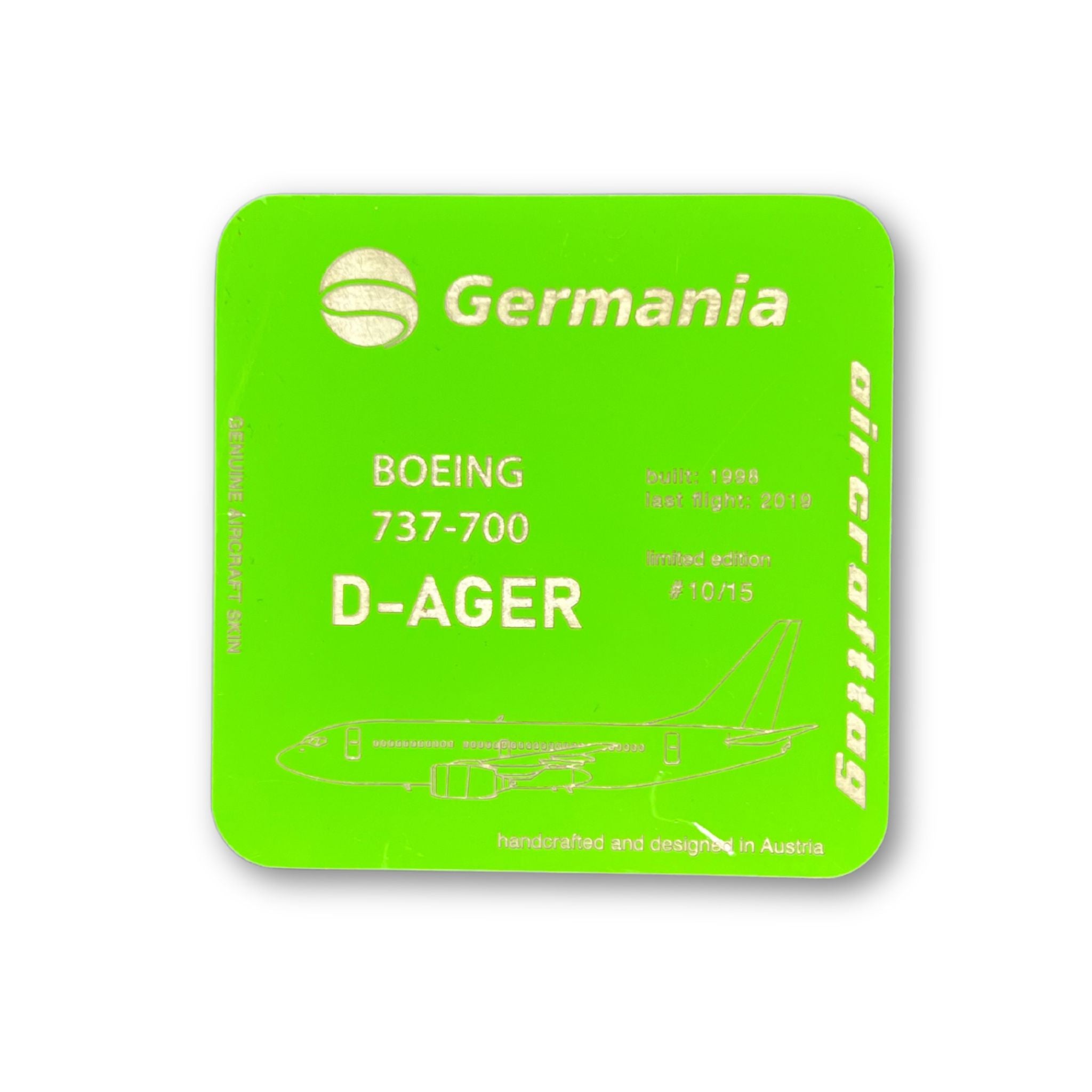 BOEIN B737 D-AGER Germania aircrafttag – Aircrafttag