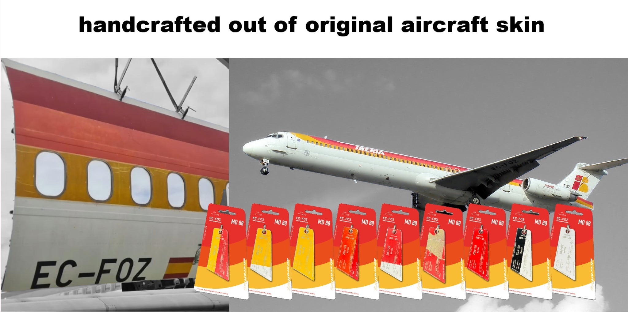 Aircrafttag - handcrafted from original aircraft skin