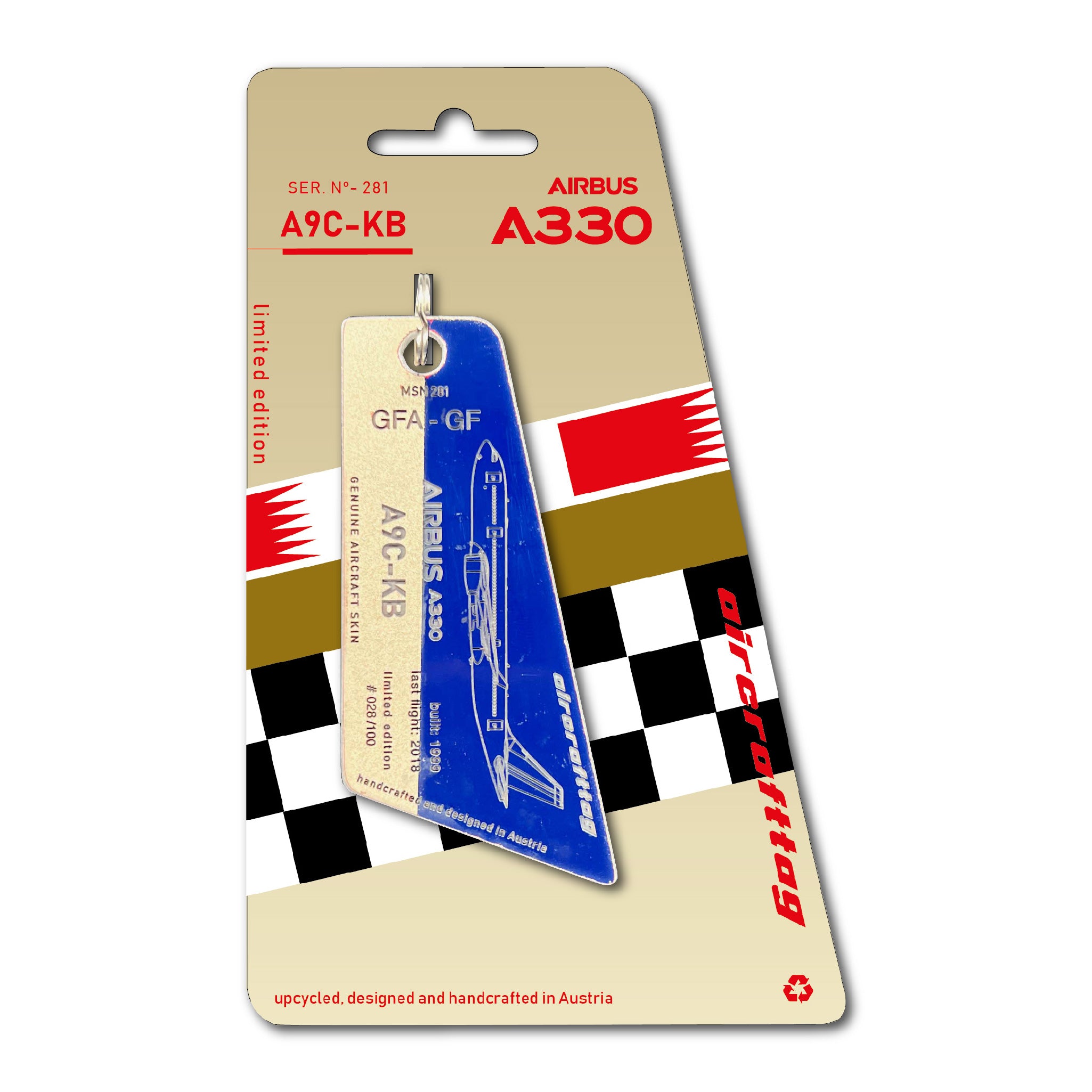 Aircrafttag - handcrafted from original aircraft skin