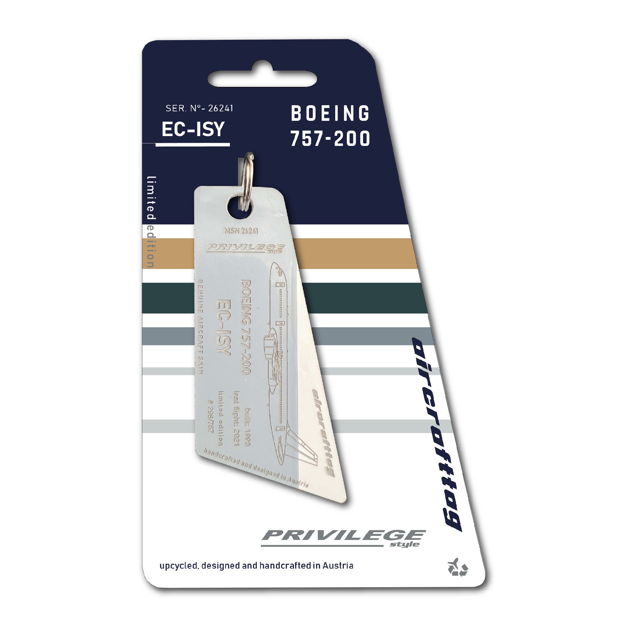 Aircrafttag - handcrafted from original aircraft skin