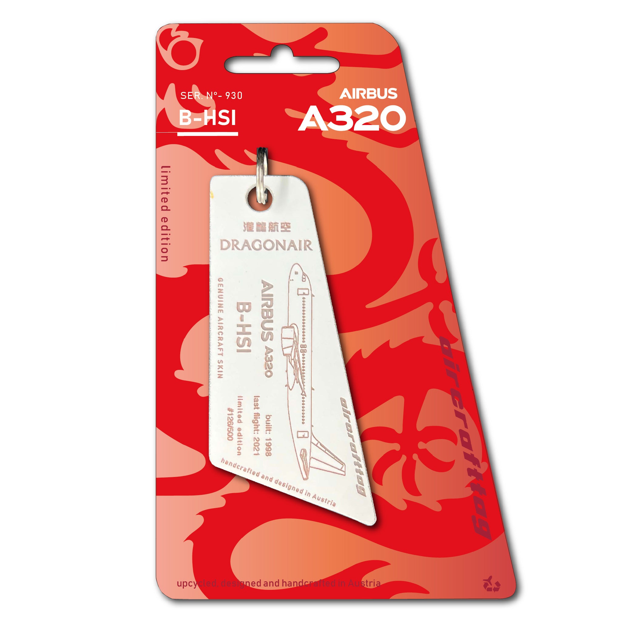 aircrafttag - Airbus A320 - Dragonair - B-HSI - red/white – Aircrafttag